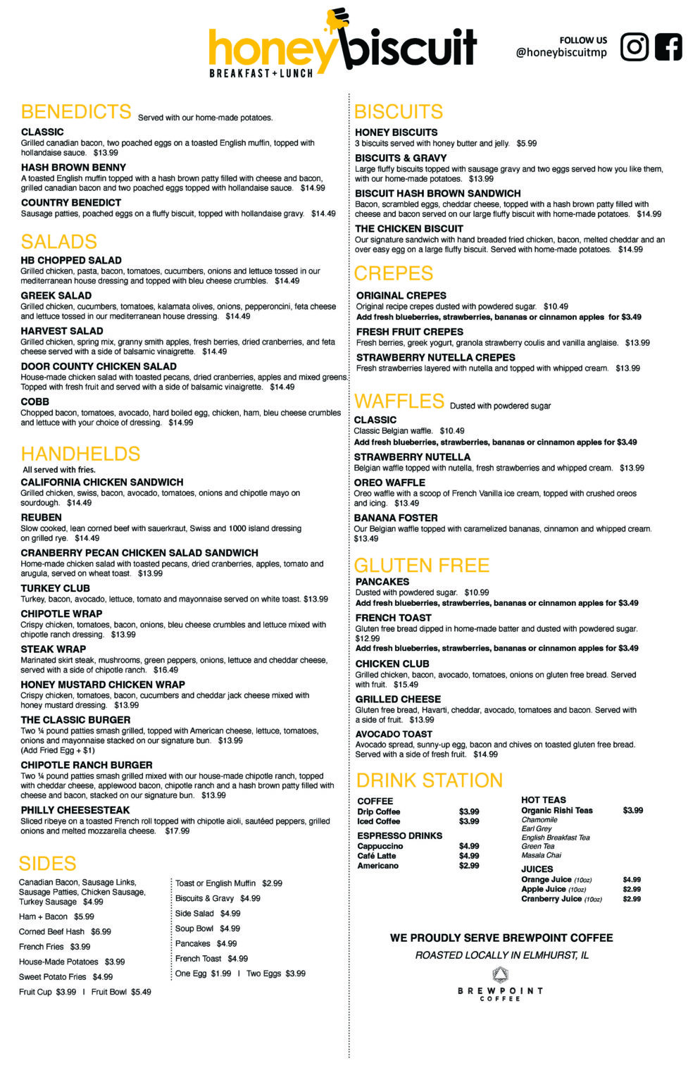 Menu • Honey Biscuit | Mount Prospect